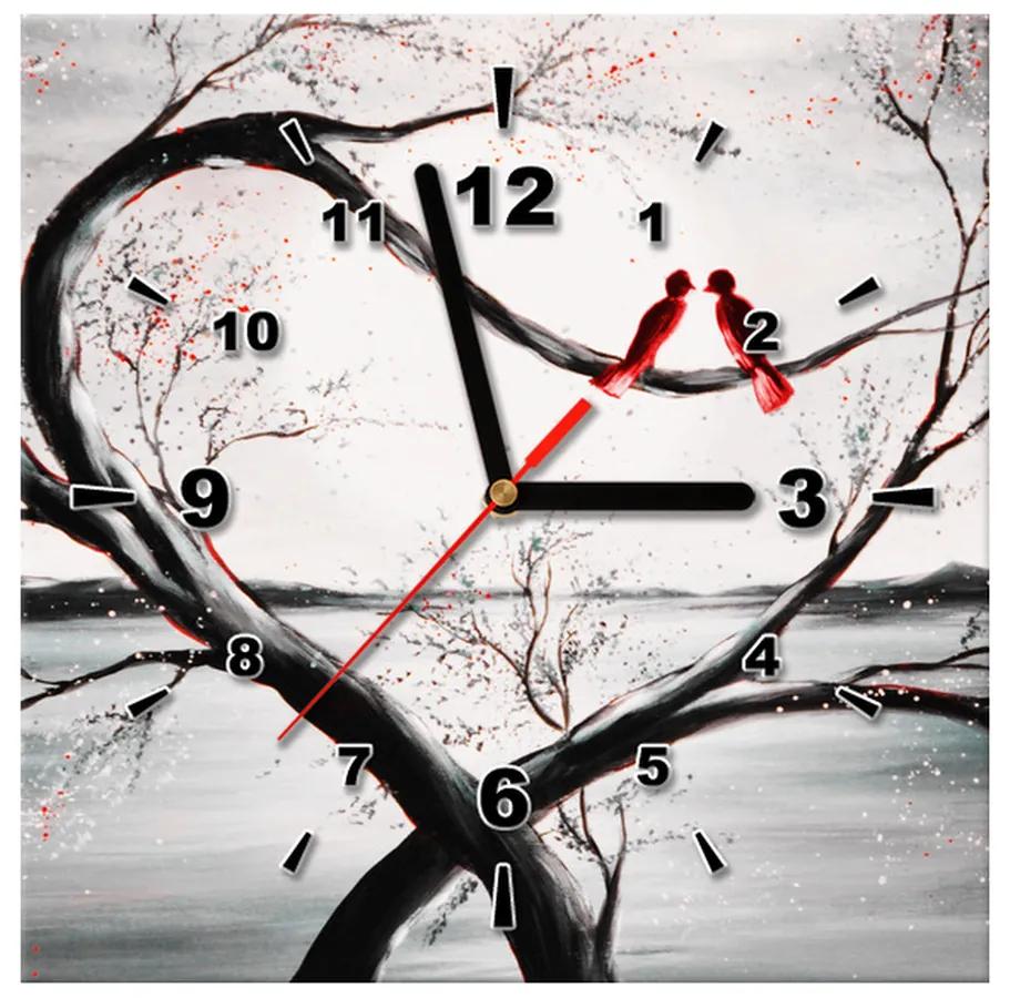 Gario Obraz s hodinami Ptačí láska Rozměry: 40 x 40 cm