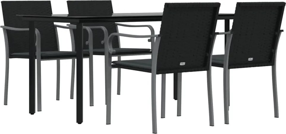 5dílný zahradní jídelní set s poduškami polyratan a ocel 3186963