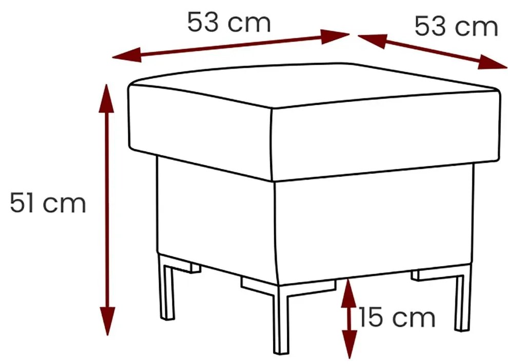 Taburet SOLVO | 53x53 cm | s úložným prostorem | VÝBĚR TKANINY a NOŽIČEK