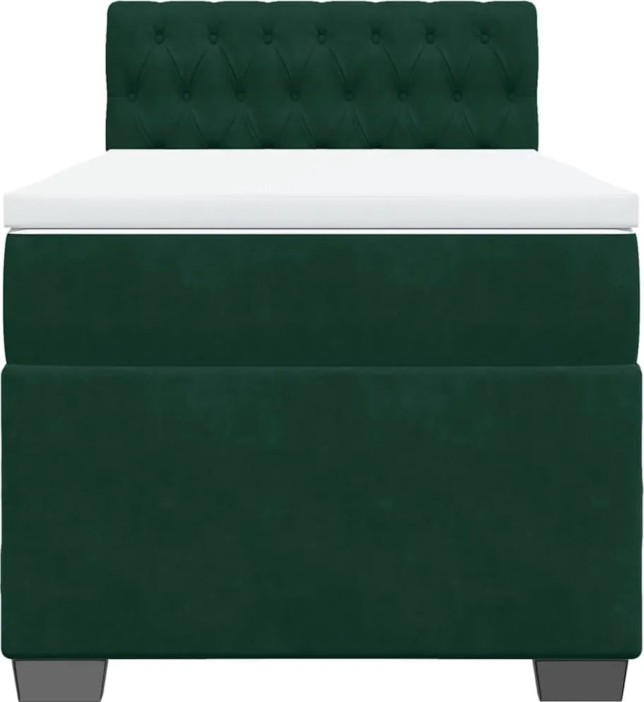 Box spring postel s matrací tmavě zelená 90x190 cm samet 3288495