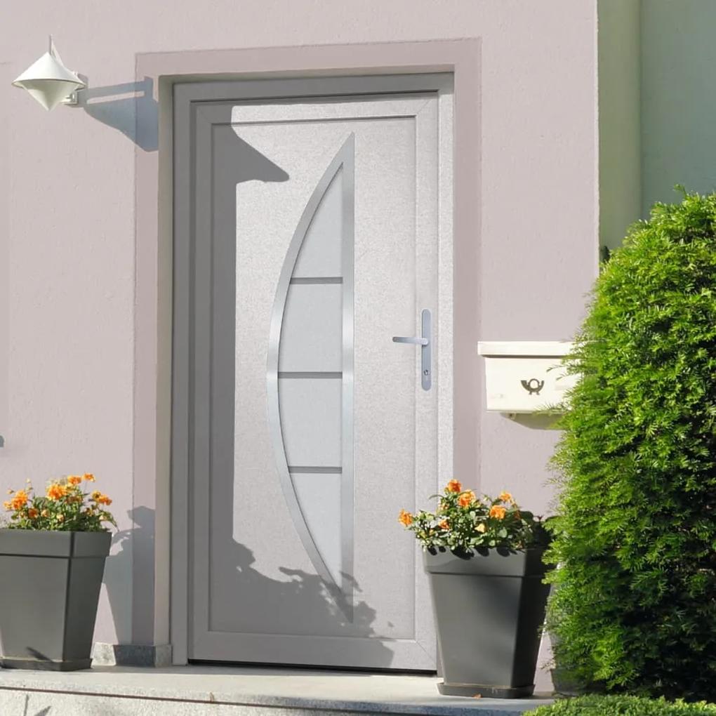 vidaXL Vchodové dveře antracitové 98 x 200 cm PVC [3187881] Barva: bílá zvenku / bílá uvnitř