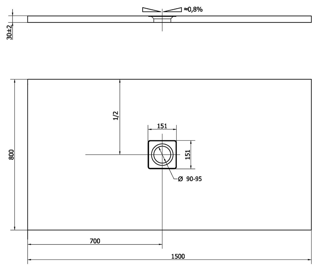 Polysan FLEXIA vanička z litého mramoru s možností úpravy rozměru, 150x80cm - 72901