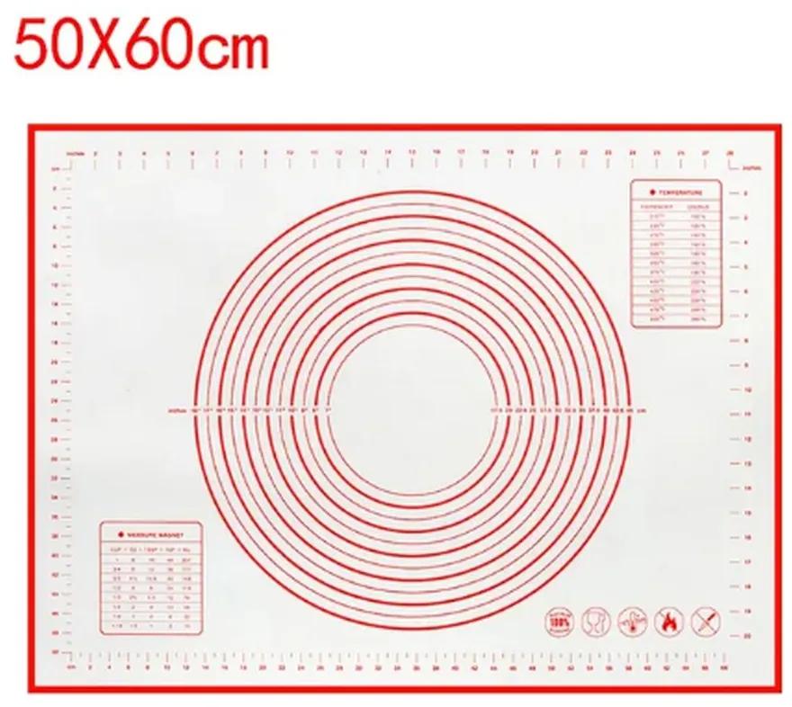 Silikonová kuchyňská podložka s měřítkem - nepřilnavá (v 8 velikostech) Barva: Červená, Velikost: 60x50 cm