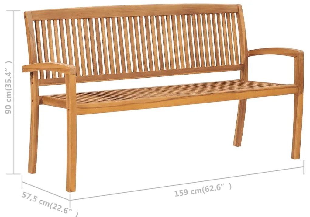 vidaXL Marketos Stohovatelná zahradní lavice s poduškou 159 cm masivní teak