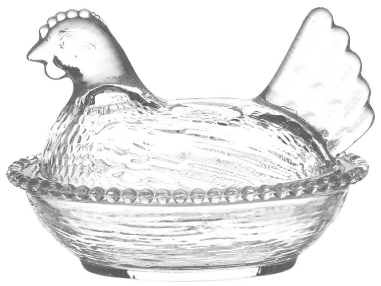 Skleněná dóza na bonbóny ve tvaru slepičky Chicken – 17x13x13 cm