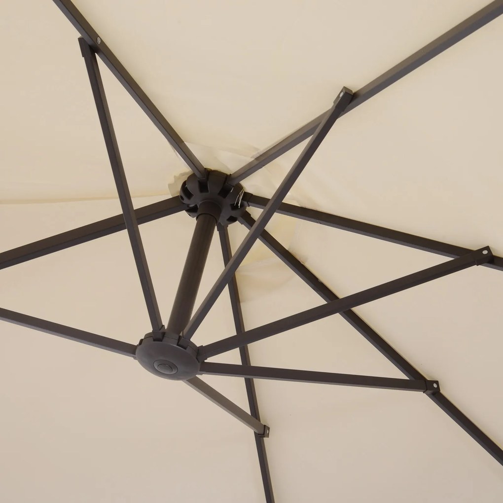 Outsunny Dvouzónový Slunečník 455 x 265 cm, Slunečník UV Ochrana s Ručním Kloubem, Balkónový Slunečník Plážový Slunečník Odolný Větru pro Pláž, Balkó…