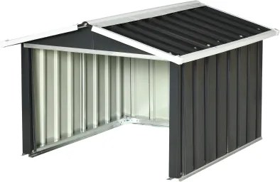 Outsunny kovový přístřešek pro robotické sekačky, nerezový, 86 x 100 x 63 cm, tmavě šedý