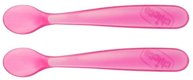 CHICCO Lžička silikonová 2 ks růžová 6m+