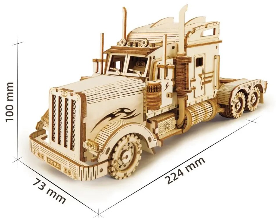 RoboTime dřevěné 3D puzzle Americký tahač