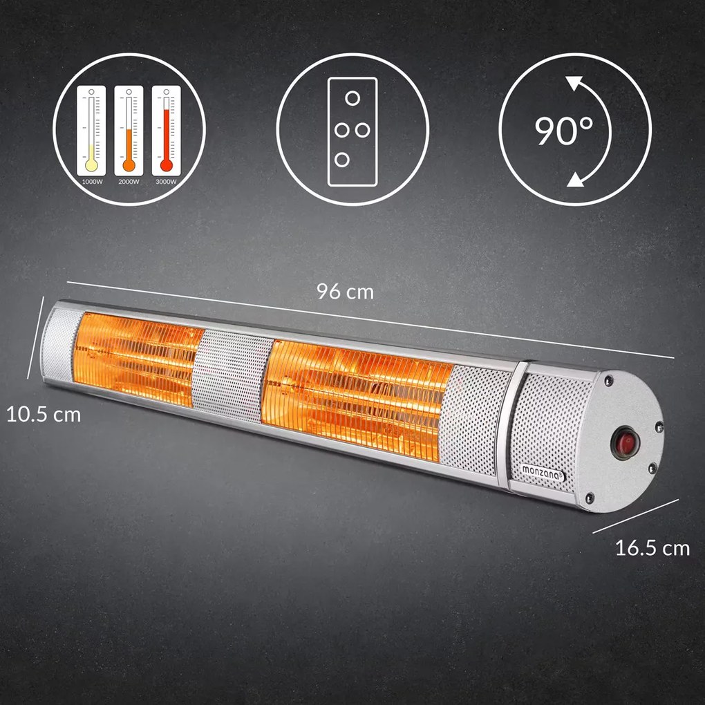 Deuba Sálavý ohřívač 3000 W - stříbrný