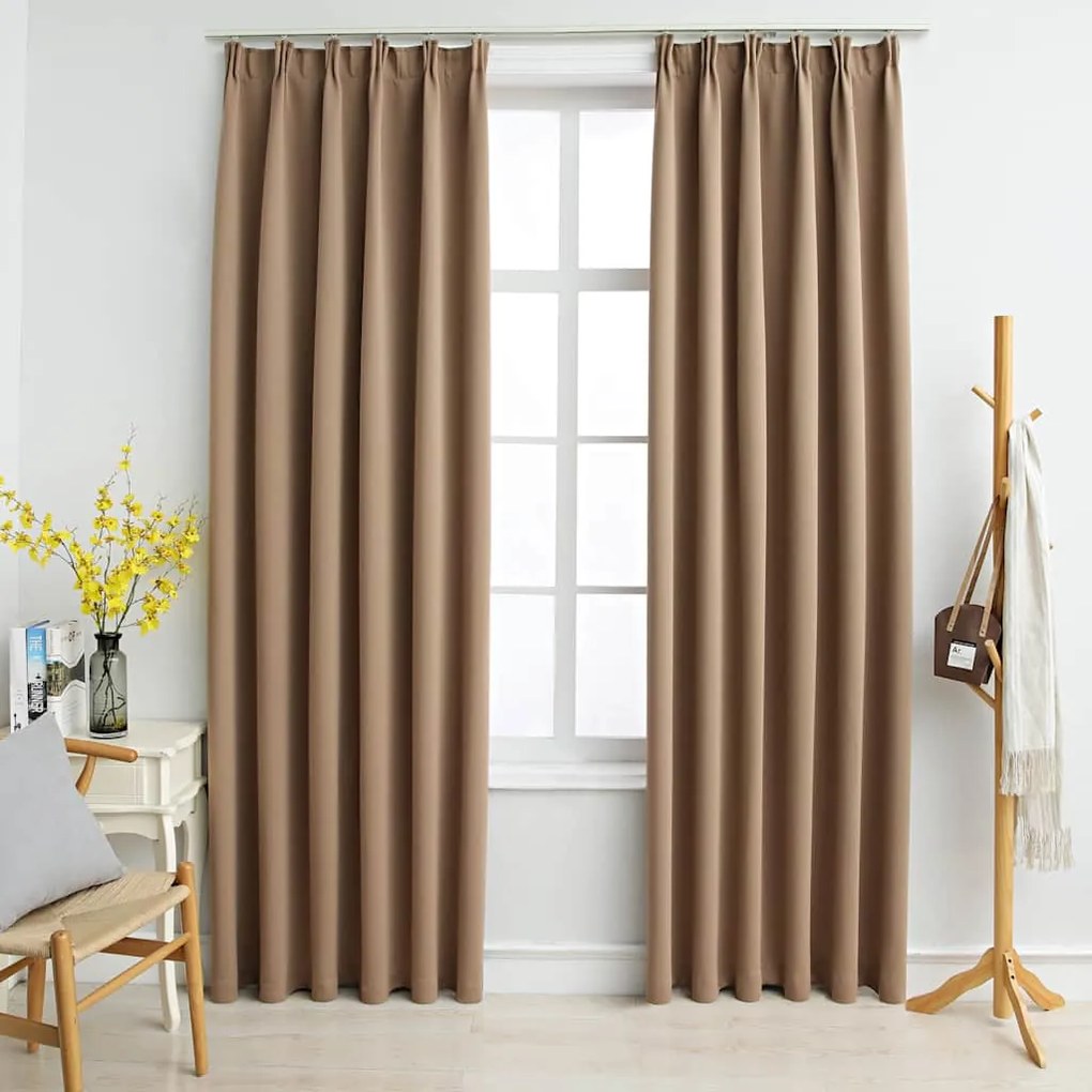 Zatemňovací závěsy s háčky 2 ks taupe 140 x 225 cm 134439