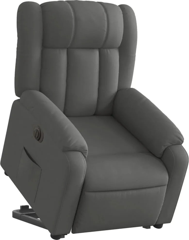 Elektrické zvedací polohovací křeslo tmavě šedé textil 3205341