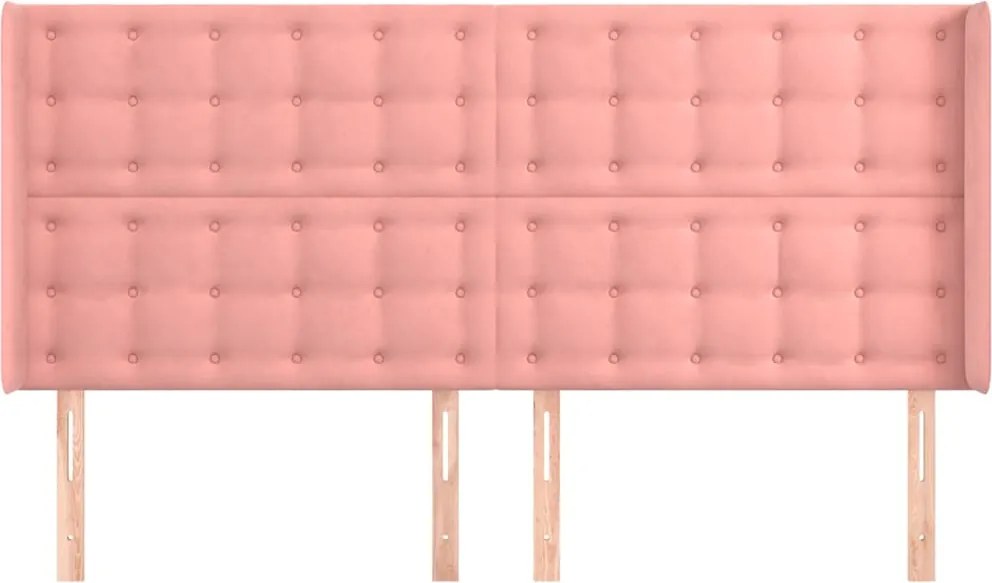 Čelo postele typu ušák růžové 183x16x118/128 cm samet 3120079