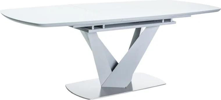 Jídelní rozkládací stůl 160x90 cm v šedé a bílé matné barvě KN973