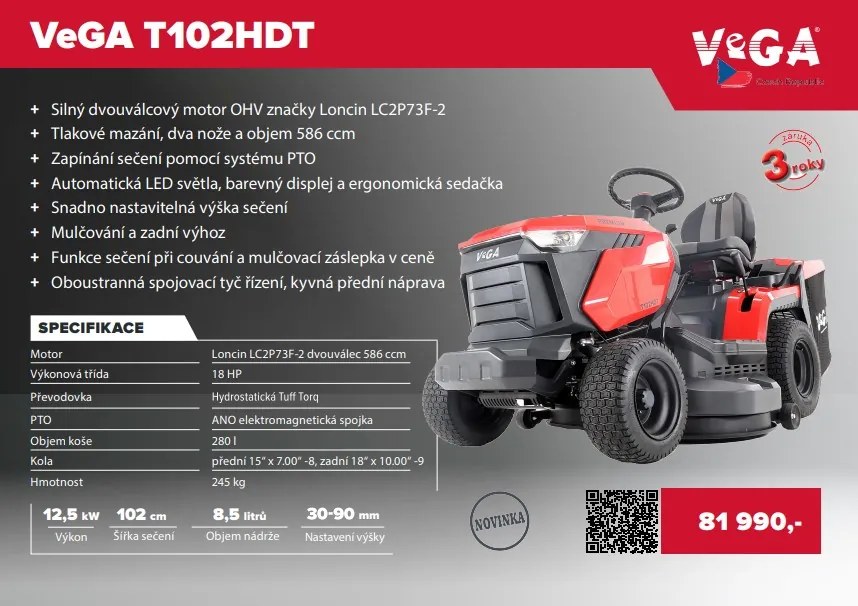 VeGA T102HDT - zahradní traktor