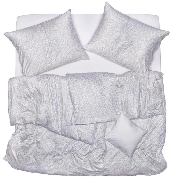 SCANquilt povlečení JERSEY kvítka bílošedá 140 x 200/70 x 90 cm