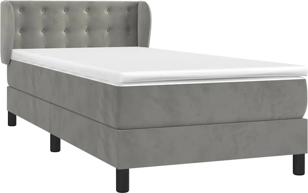 Box spring postel s matrací světle šedá 100x200 cm samet 3127715