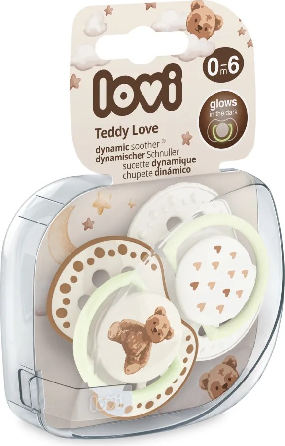 LOVI Dudlík svítící silikonový dynamický TEDDY LOVE 0-6m 2ks