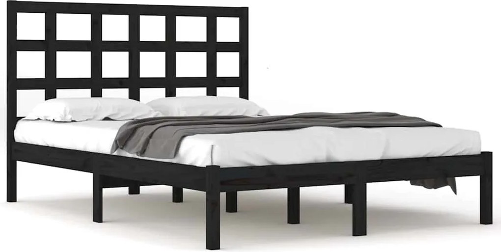 Rám postele černý masivní dřevo 200 x 200 cm 3105494