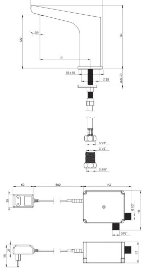 Deante BQH_N28V - Bezdotyková umyvadlová baterie HIACYNT 230/6V černá