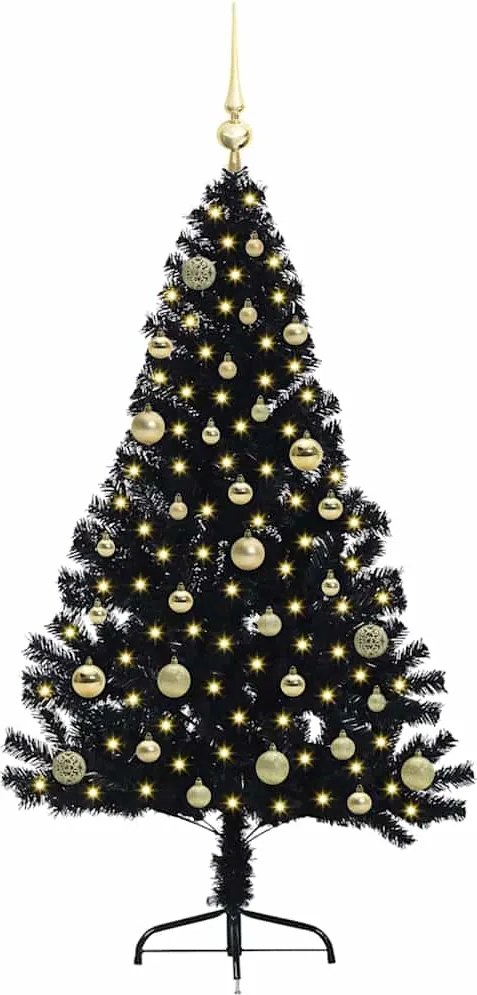 Umělý osvětlený vánoční stromeček Černá 150 cm PVC 3397132