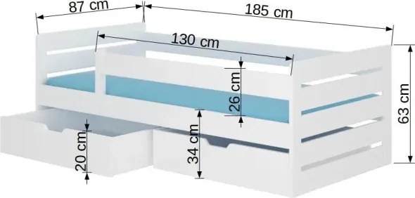 Postel s matrací BEMMA 180x80 dub