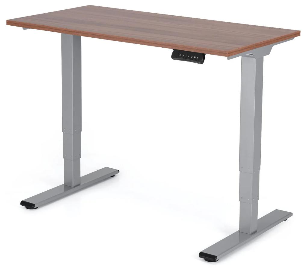 Výškově nastavitelný stůl Liftor 3segmentové nohy šedé,   deska 1180 x 600 x 25mm tmavě hnědá