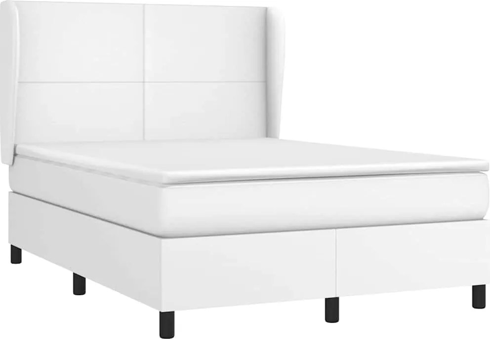 Box spring postel s matrací bílá 140x200 cm umělá kůže 3128914