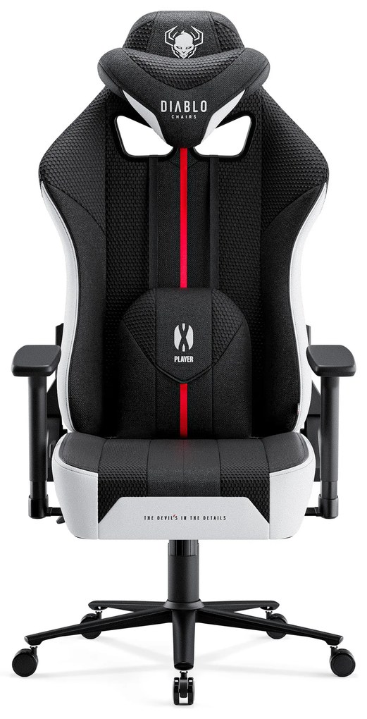Látková herní židle King Size, bílo-černá: Diablo X-Player 2.0