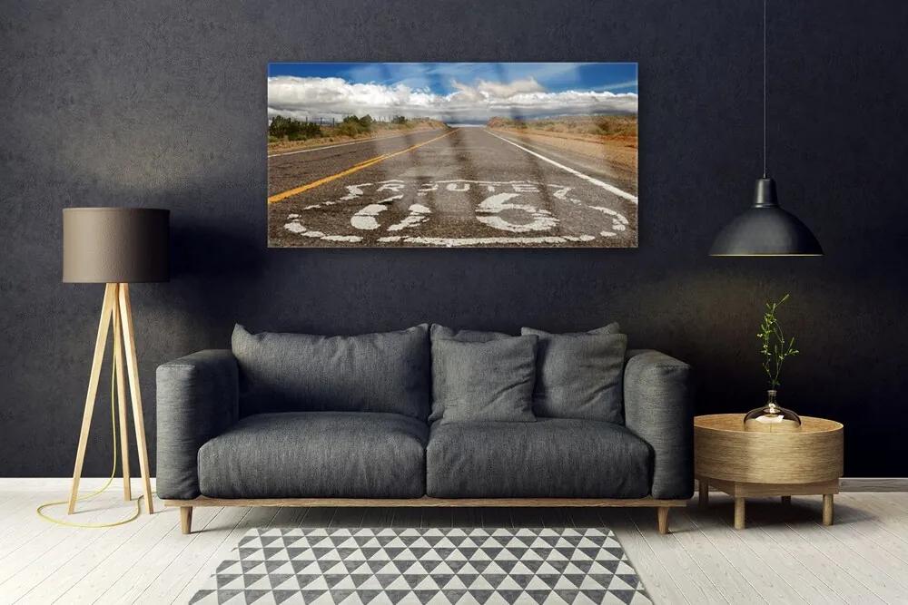 akrylový obraz Cesta na Poušti Dálnice 120x60 cm