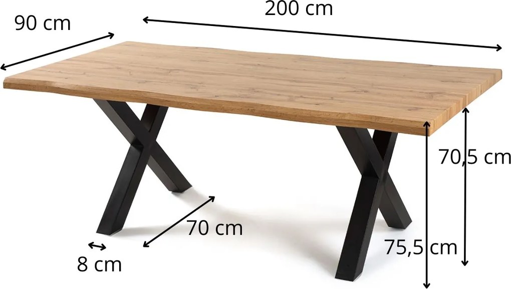 Vikio Jídelní stůl 200x90 dekor dub kovové nohy VJS100D-200