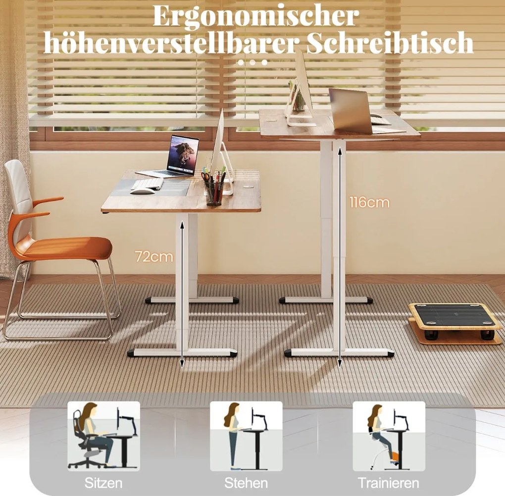 Costway Elektrický stojánek výškově nastavitelný stůl ergonomický stojánek