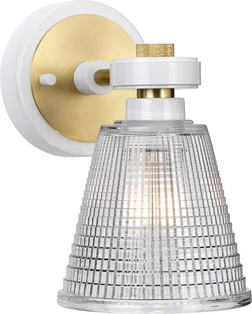 Gunnislake (1 žárovka) Nástěnné svítidlo - Bílá Mosazná patina