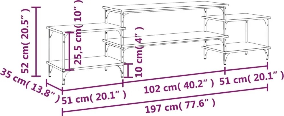 vidaXL TV skříňka 197 x 35 x 52 cm kompozitní dřevo [826327] Barva: hnědý dub