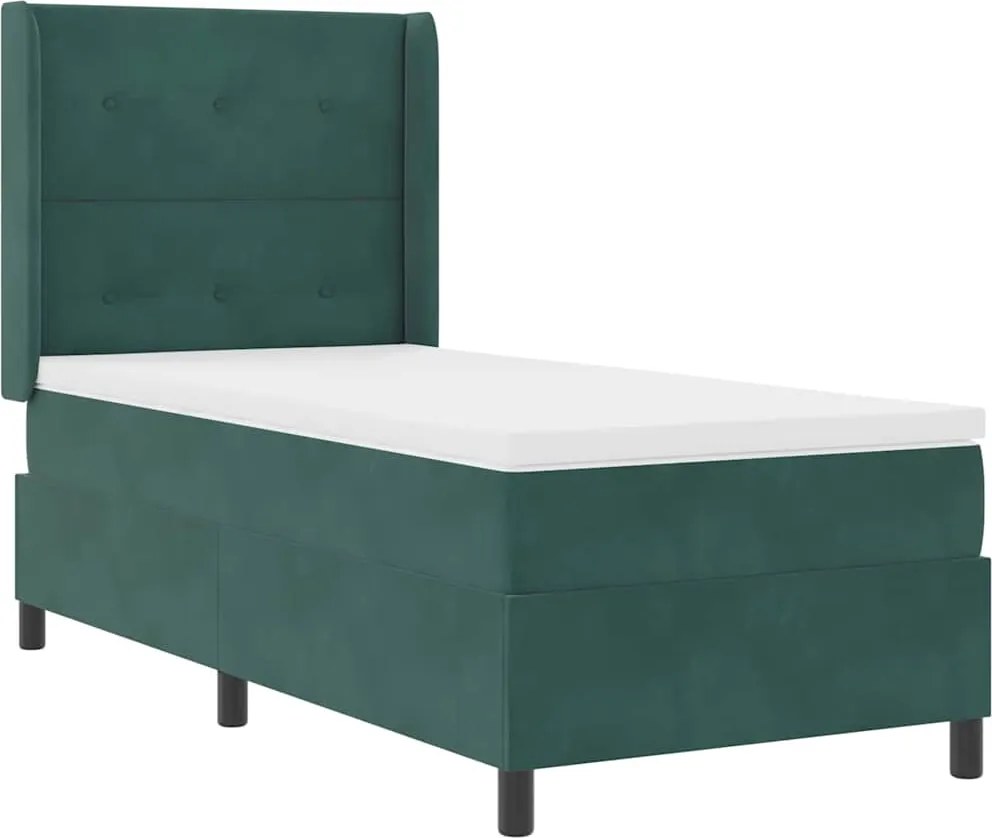 Postel s boxspringem s čelo Tmavě zelená 100 x 200 cm samet 3341999
