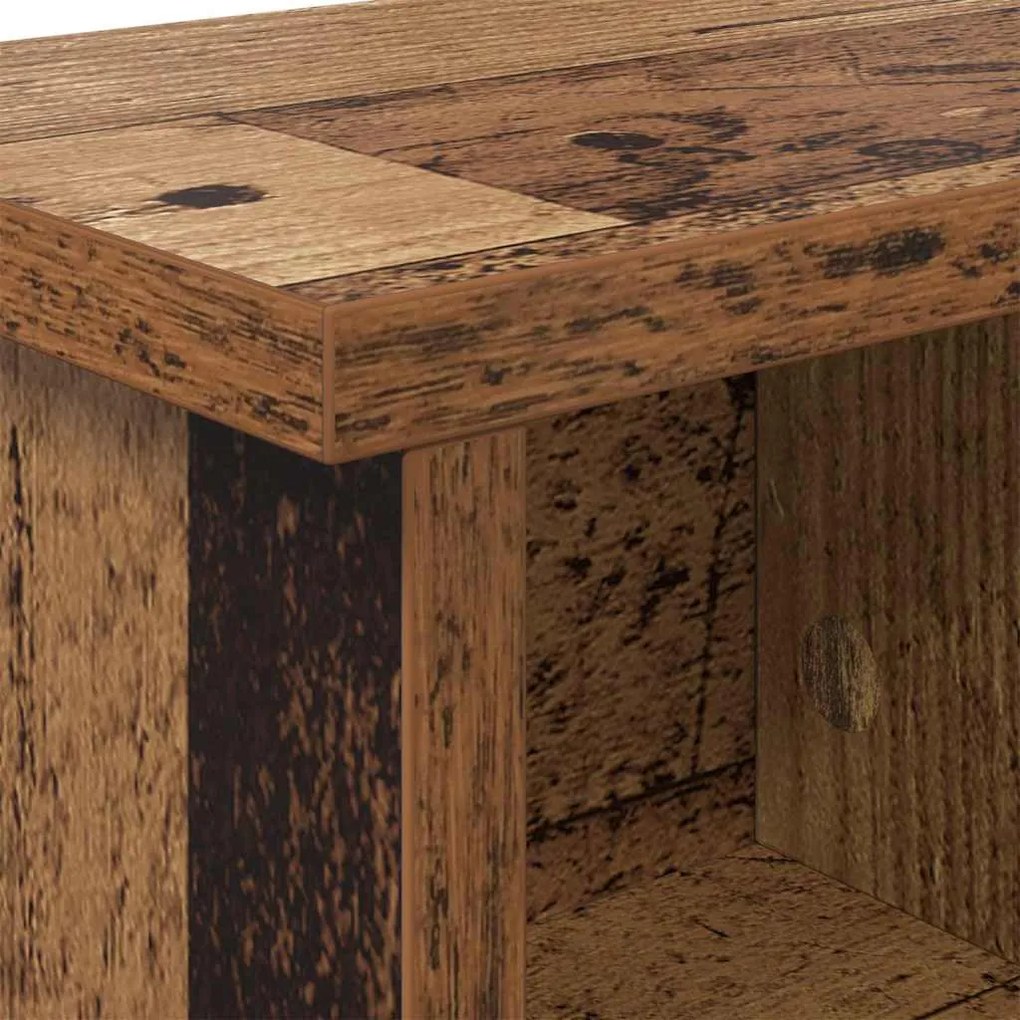 věšák, nástěnný, 4 poličky, háčky, kompozitní dřevo, 26x75x16 cm, staré dřevo, Dekorino TK20260021