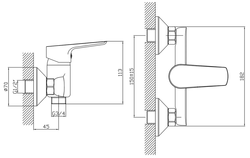 Sapho, LOTTA nástěnná baterie, bez ramínka, černá matná