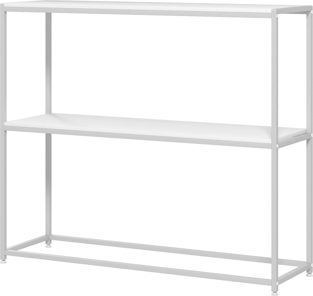 HOMCOM Předsíňový konzolový stůl s otevřenou policí a ocelovým rámem proti převrhnutí pro obývací pokoj a chodbu 100x30x87 cm Bílá