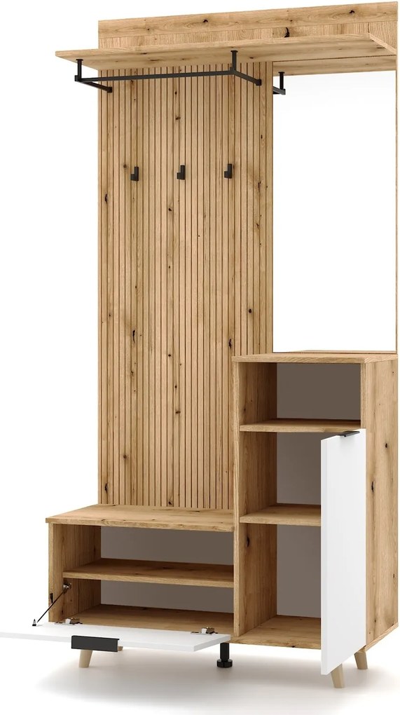 Předsíňová stěna Nordic 100 cm dub Evoke/bílá