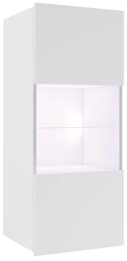 Gib Meble Závěsná vitrína Calabrini Barva: Bílý lesk, LED osvětlení: Bez osvětlení
