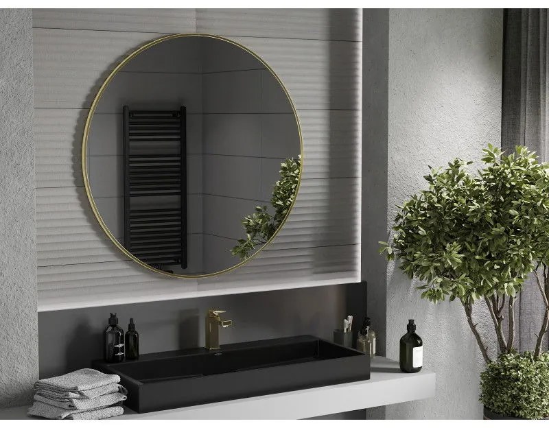 Mexen Loft, kulaté koupelnové zrcadlo 100 cm, barva rámu zlatá lesklá, 9850-100-100-000-50