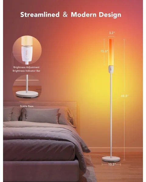 Govee - LED Stmívatelná stojací lampa CYLINDER SMART RGBICWW 2200-6500K
