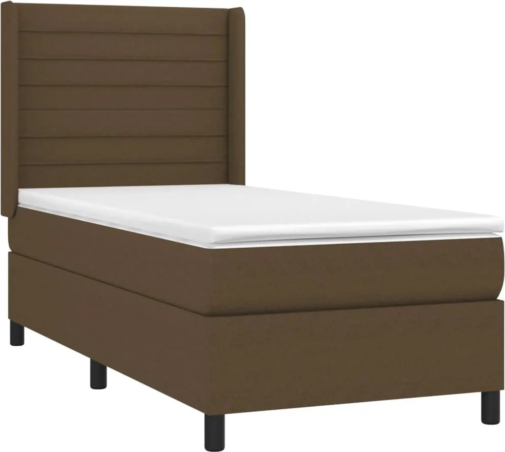 Box spring postel s matrací a LED tmavě hnědá 80x200 cm textil 3138352