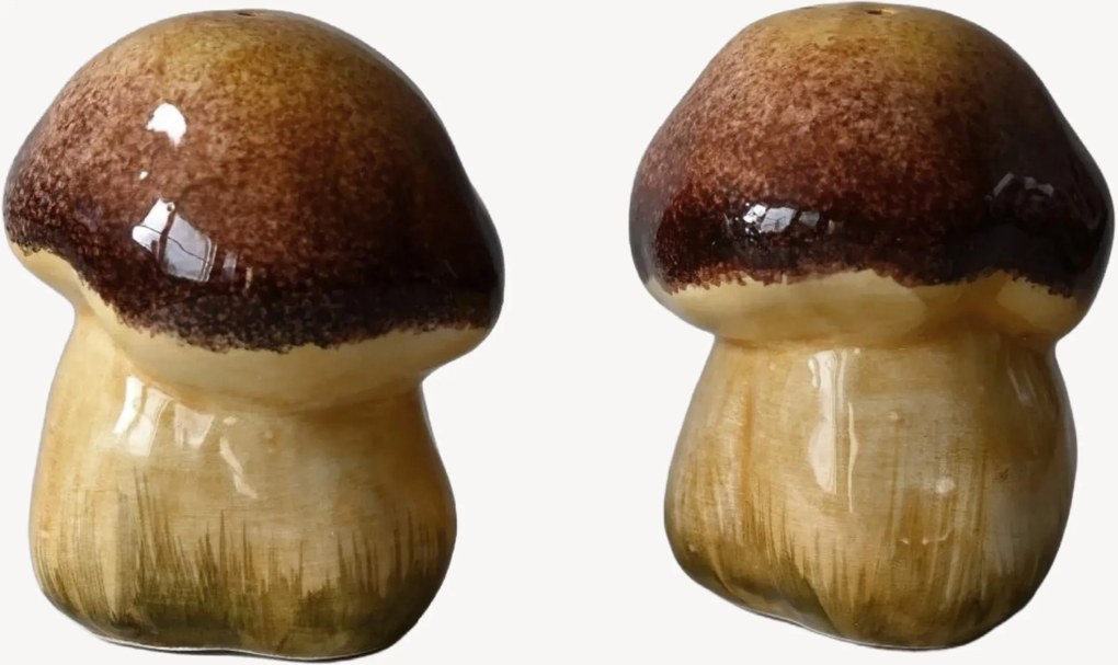Sada ručně malované solničky a pepřenky Mushroom, 2 díly