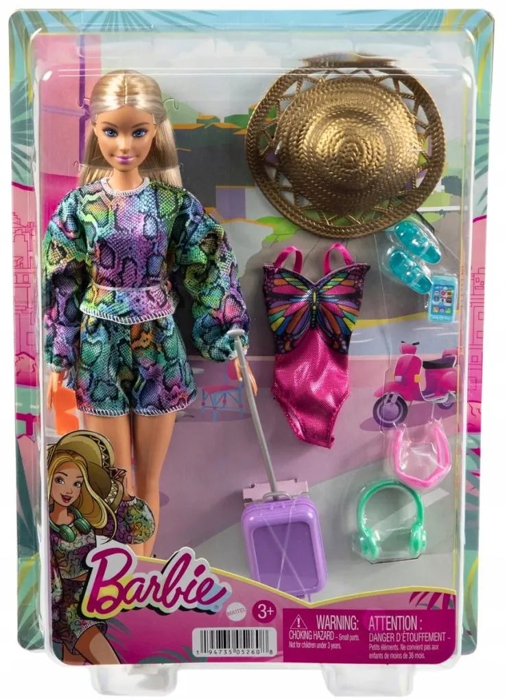 Barbie cestovatelka s velkým kloboukem, mattel hgm54