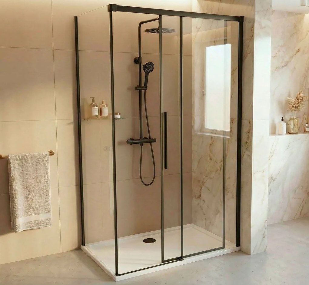 Gelco Luxor Black sprchový kout obdélníkový 110 x 90 x 200 cm L/P varianta posuvné černá čiré sklo GU1211BGU5690B