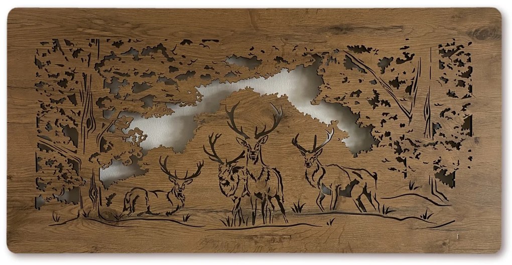 Li-Go "Jeleni" světelný obraz 230V 120x60cm provedení povrchu: bříza