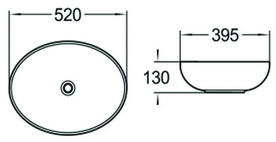 Mexen Jowita, umyvadlo na desku 52 x 39 cm, černá matná, 21355285