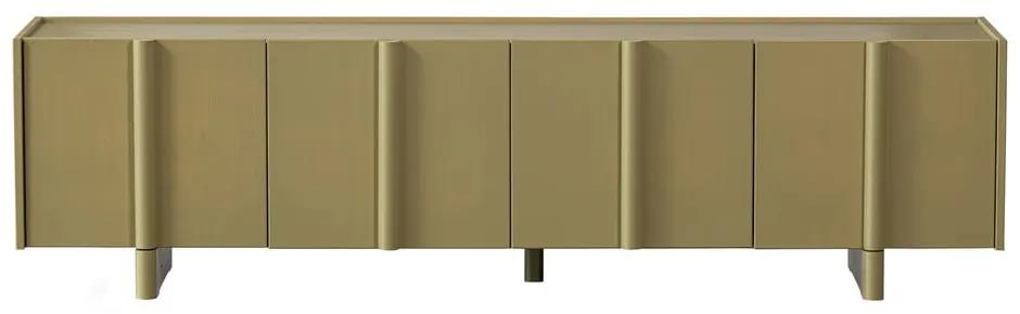 Žlutý TV stolek z borovicového dřeva 200x53 cm Basu – WOOOD