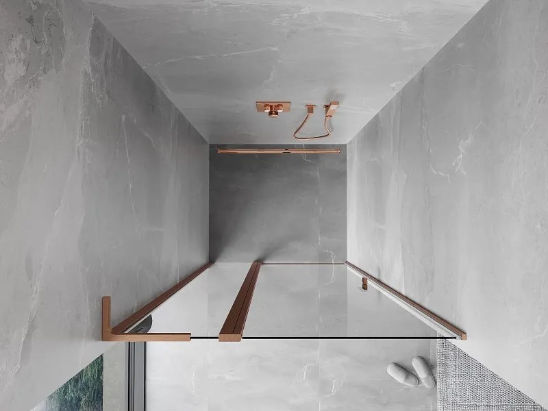 Mexen Mist L sprchové dveře výklopné 95 cm, transparentní, kartáčovaná měď - 8A4L-095-000-65-00